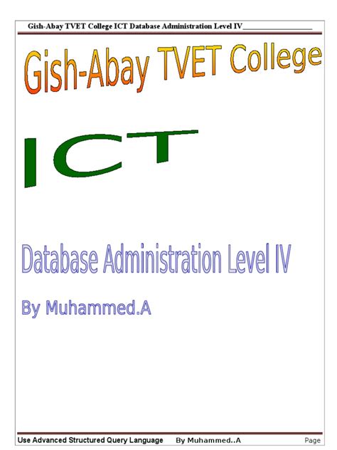 Ict Its4 06 0811 Use Advanced Structural Query Language Pdf Sql Relational Database