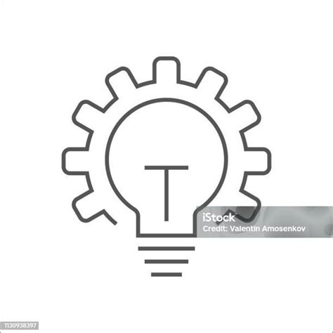 벡터 혁신 아이콘입니다 전구 및 기어 프리미엄 품질의 그래픽 디자인 요소입니다 현대 기호 선형 픽토그램 개요 기호 간단한 얇은 선 아이콘 개념에 대한 스톡 벡터 아트 및