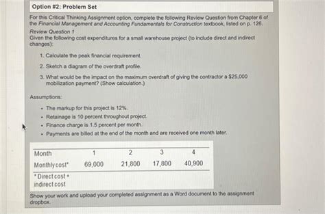 Solved Option 2 Problem Set For This Critical Thinking