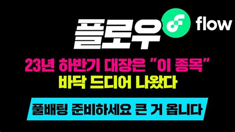23년 하반기 대장 코인 플로우 바닥 나왔습니다 이제부터는 그냥 풀배팅만이 답이다 계좌 단단히 준비하세요26일 큰 거 옵니다 플로우코인전망 플로우대응