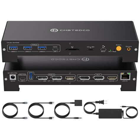 Cmstedcd Usb C Kvm Docking Station Switch 3 Montors 2 Computers With 100w Pd Supply Hybrid