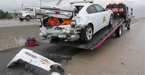 Pickup Truck Slams Into Utah Highway Patrol Car On Freeway Trooper