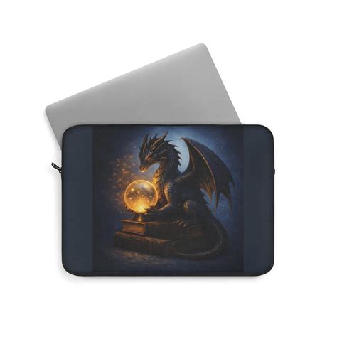 Blue Dragon Laptop Sleeve Fantasy Dragon Laptop Case Crystal Ball