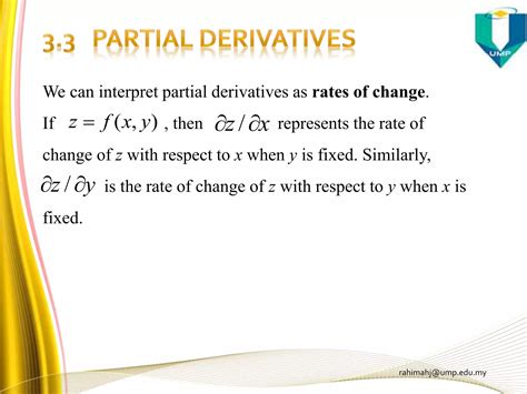 Applied Calculus Chapter 3 Partial Derivatives Ppt