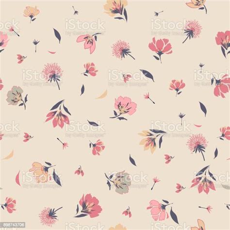 빈티지 꽃 꽃 패턴 개화 식물 모티프에 무작위로 흩어져 원활한 벡터 텍스처입니다 패션에 대 한 우아한 서식 파일을 인쇄합니다 0