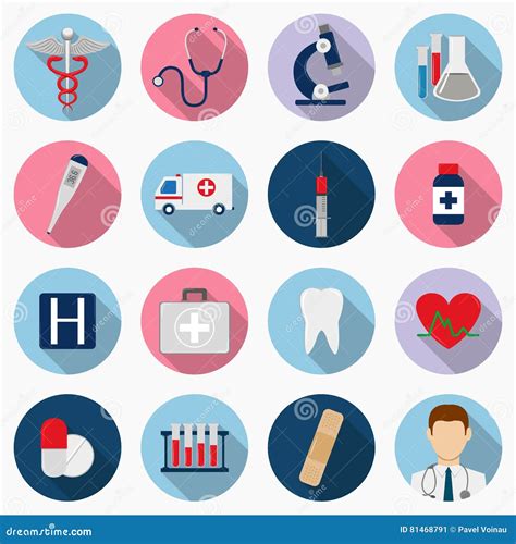 Medische Geplaatste Pictogrammen Gezondheidszorgpictogrammen Vector