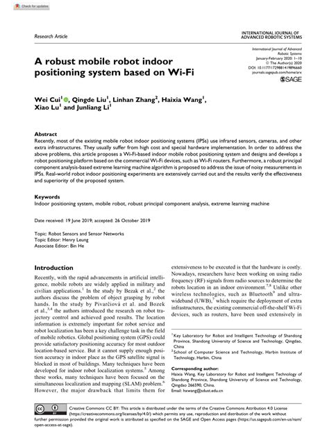 Pdf A Robust Mobile Robot Indoor Positioning System Based On Wi Fi
