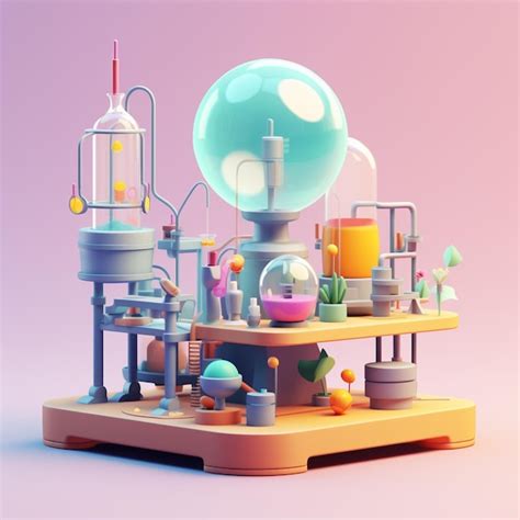 Premium Ai Image Cartoon Science Experiment Kits 3d
