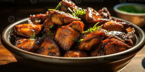 The National Dish Of The Philippines Adobo Dish Close Up Generative