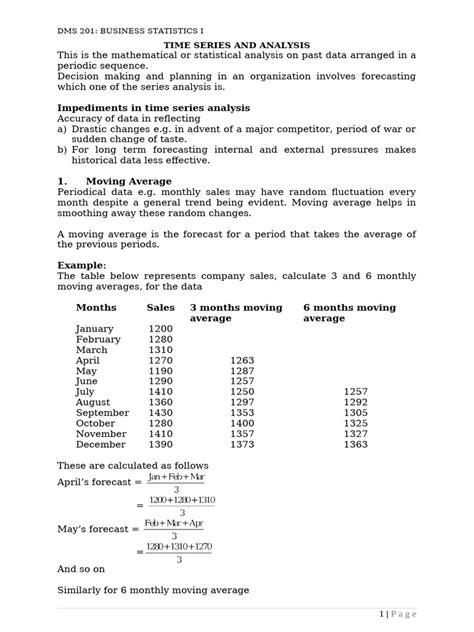 Notes Six Dms 201 Pdf Forecasting Moving Average
