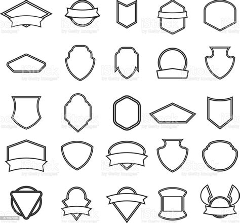 흰색 배경에 고립 된 빈 엠 블 럼의 집합입니다 기호 상징 레이블 아이콘에 대 한 요소를 디자인 합니다 벡터 일러스트입니다 0명에 대한 스톡 벡터 아트 및 기타 이미지