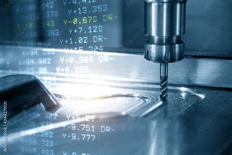 The Cnc Machining Center With The G Code Data Background The Cnc