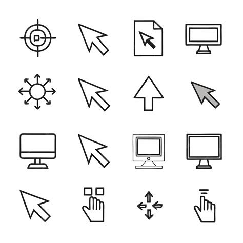 Collection Of Different Computer Cursors And Pointers In Classic Black And White Styles