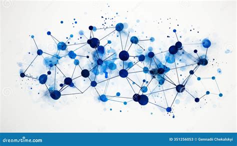 Abstract Network Diagram Featuring Connecting Lines And Nodes In Shades Of Blue On White