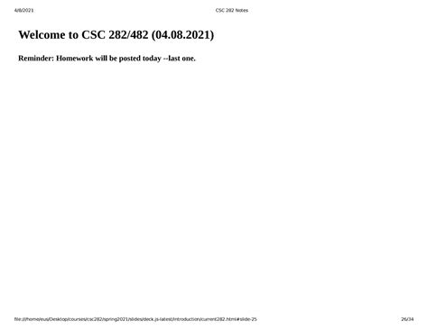 Csc Notes Welcome To Csc Reminder Homework