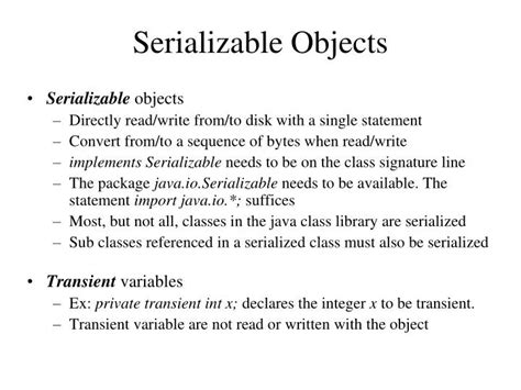 Ppt Serializable Objects Powerpoint Presentation Free Download Id