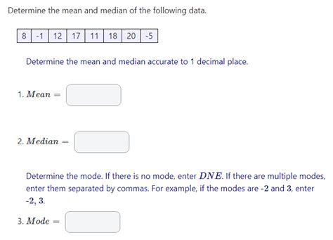 Solved Determine The Mean And Median Of The Following Data Chegg Com