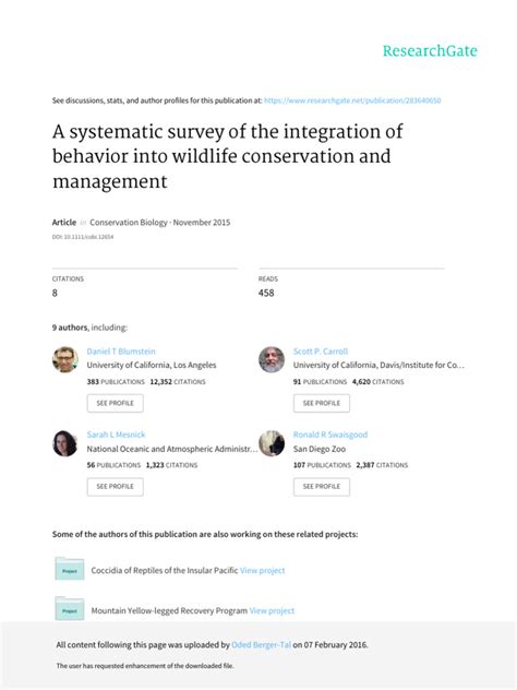 A Systematic Survey Of The Integration Of Behavior Into Wildlife