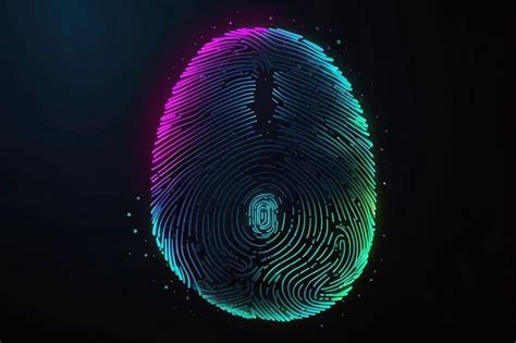 Premium Photo Biometrics Identification And Cyber Security Concept Glowing Neon Fingerprint On