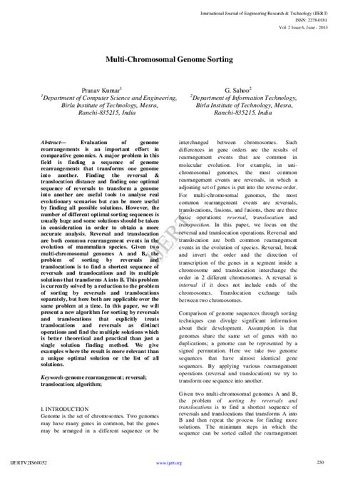 Pdf Multi Chromosomal Genome Sorting Pranav Kumar