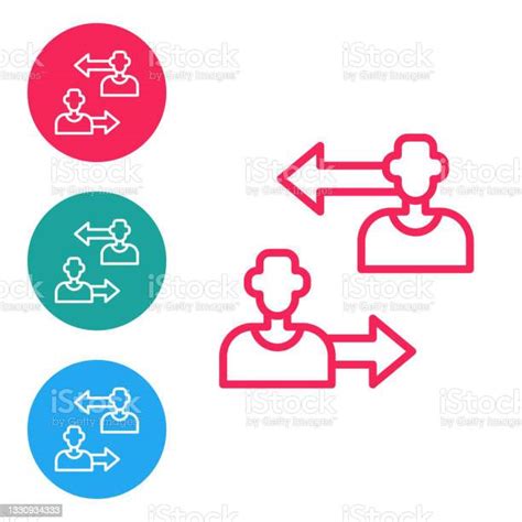 흰색 배경에 격리 된 레드 라인 대체 축구 선수 아이콘 플레이어는 협회 축구에서 교환합니다 원 버튼에 아이콘을 설정합니다 벡터 Championship에 대한 스톡 벡터 아트