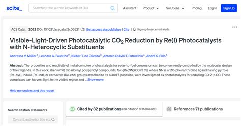 Visible Light Driven Photocatalytic Co 2 Reduction By Rei