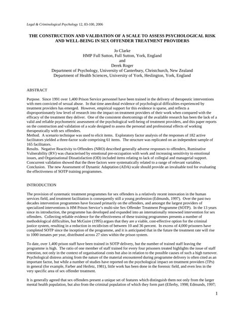Pdf The Construction And Validation Of A Scale To Assess Psychological Risk And Well Being In