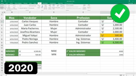 fórmula de valor máximo y mínimo en excel recursos excel