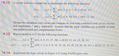 412 A Circuit With Two Outputs Has To Implement The