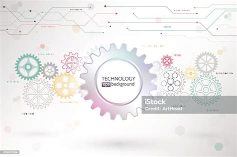 추상 미래 기어 바퀴와 회로 요소 배경입니다 높은 컴퓨터 기술 개념입니다 Cpu에 대한 스톡 벡터 아트 및 기타 이미지