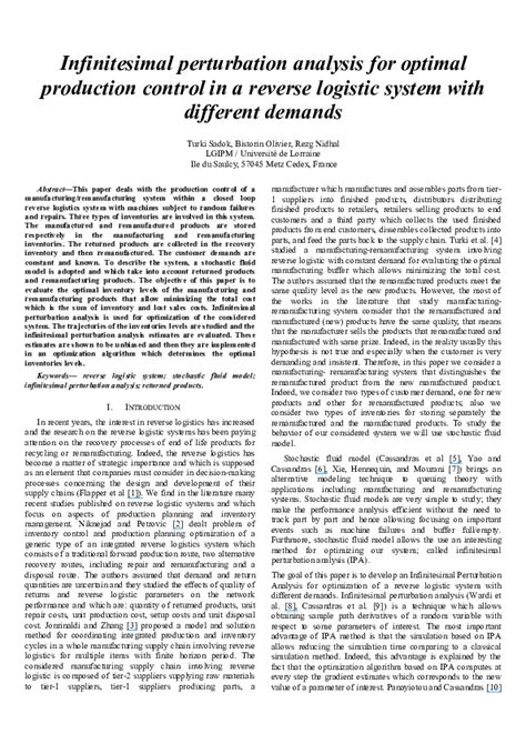 Pdf Infinitesimal Perturbation Analysis For Optimal Production