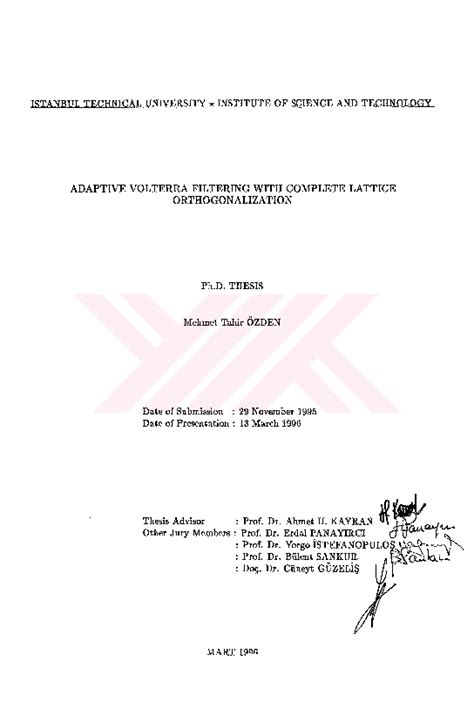 Pdf Adaptive Volterra Filtering With Complete Lattice Orthogonalization Mehmet T Ozden