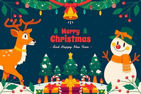플랫 크리스마스 배경 무료 벡터