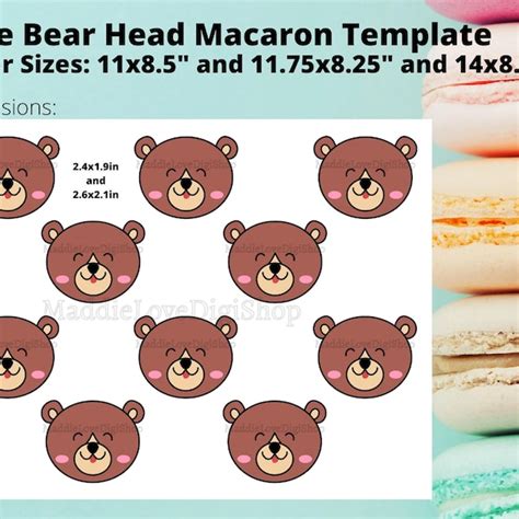 Bear Macaron Template Etsy
