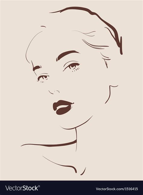 Beautiful Woman Face Hand Drawn Royalty Free Vector Image