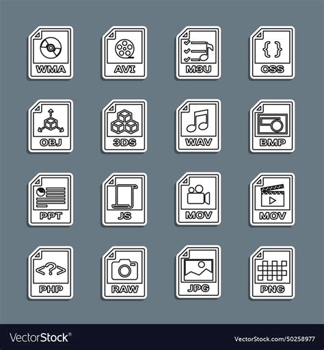 Set Line Png File Document Mov Bmp M3u 3ds Obj Vector Image