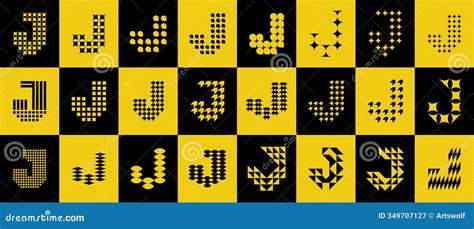 Flat Line Abstract Initial J Letter Logo Set Stock Vector Illustration Of Acronym Branding