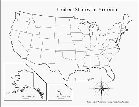 50 States Map Printable