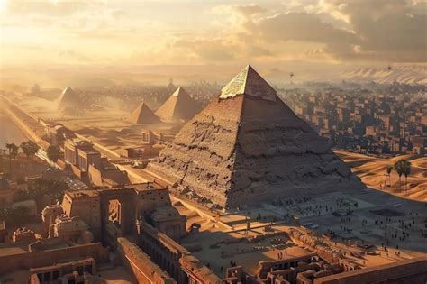 Premium Photo The Construction Of The Pyramids Of Giza By Ancien