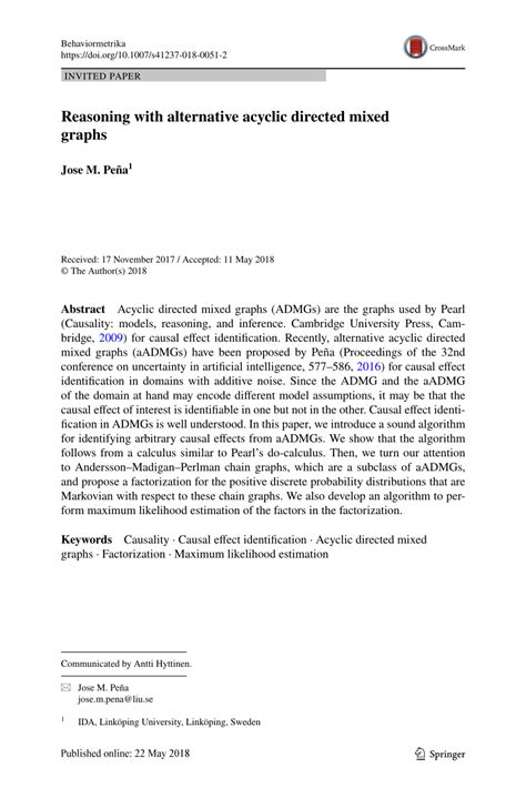 Pdf Reasoning With Alternative Acyclic Directed Mixed Graphs
