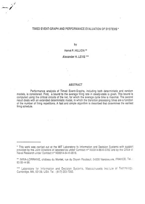 Pdf Timed Event Graphs And Performance Evaluation Of Systems