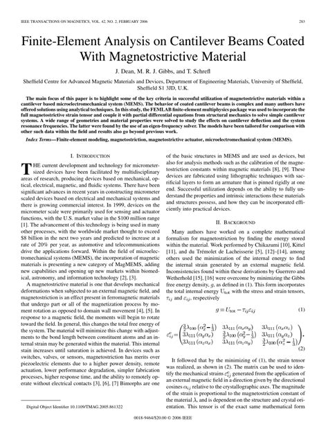 Pdf Finite Element Analysis On Cantilever Beams Coated With Magnetostrictive Material