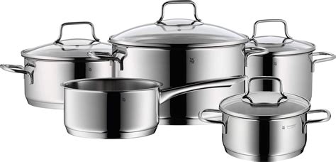 Wmf Pot Set 5 Piece Astoria Pouring Rim Glass Lid Cromargan® Stainless Steel