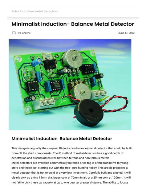 Minimal Induction Balance Metal Detector Pdf Metal Detector Inductor