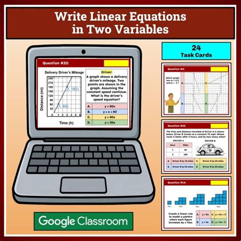 TEKS Algebra Task Card Write Linear Equations In Two Variables