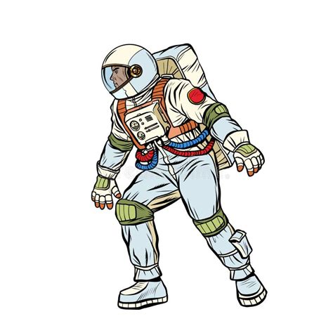 Astronaut Step Forward Space Exploration Stock Vector Illustration