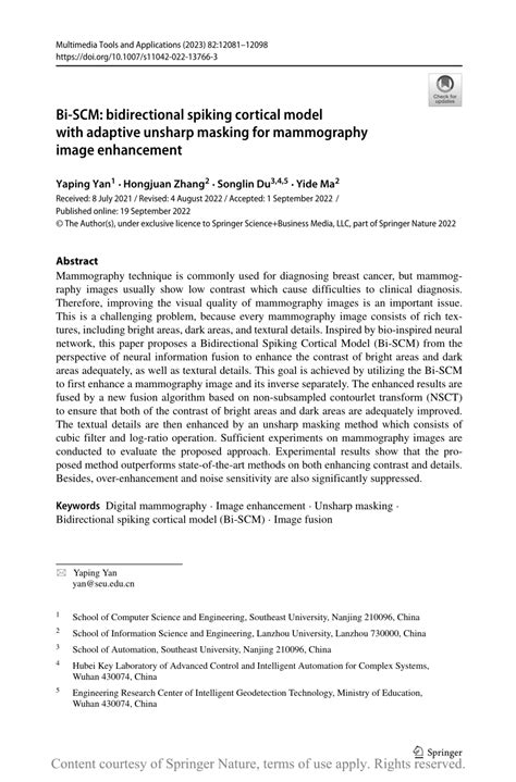 Bi SCM Bidirectional Spiking Cortical Model With Adaptive Unsharp
