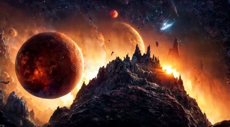 Space Landscape A View Of An Epic Space Disaster A Collision Of