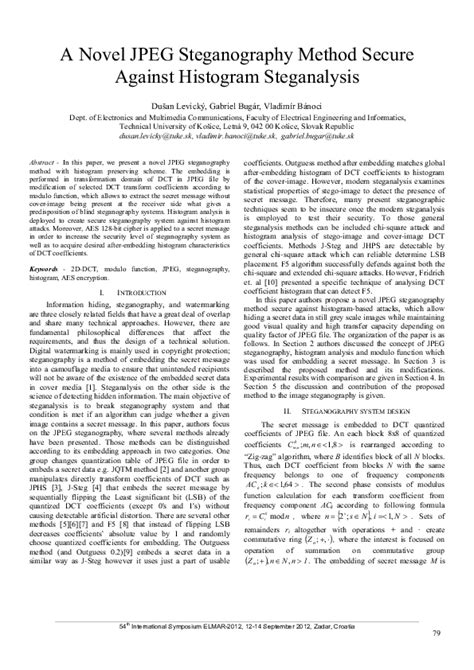 pdf a novel jpeg steganography method secure against histogram
