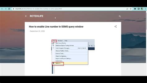 How To Enable Line Numbers In Ssms Query Window Transaction Sql Youtube